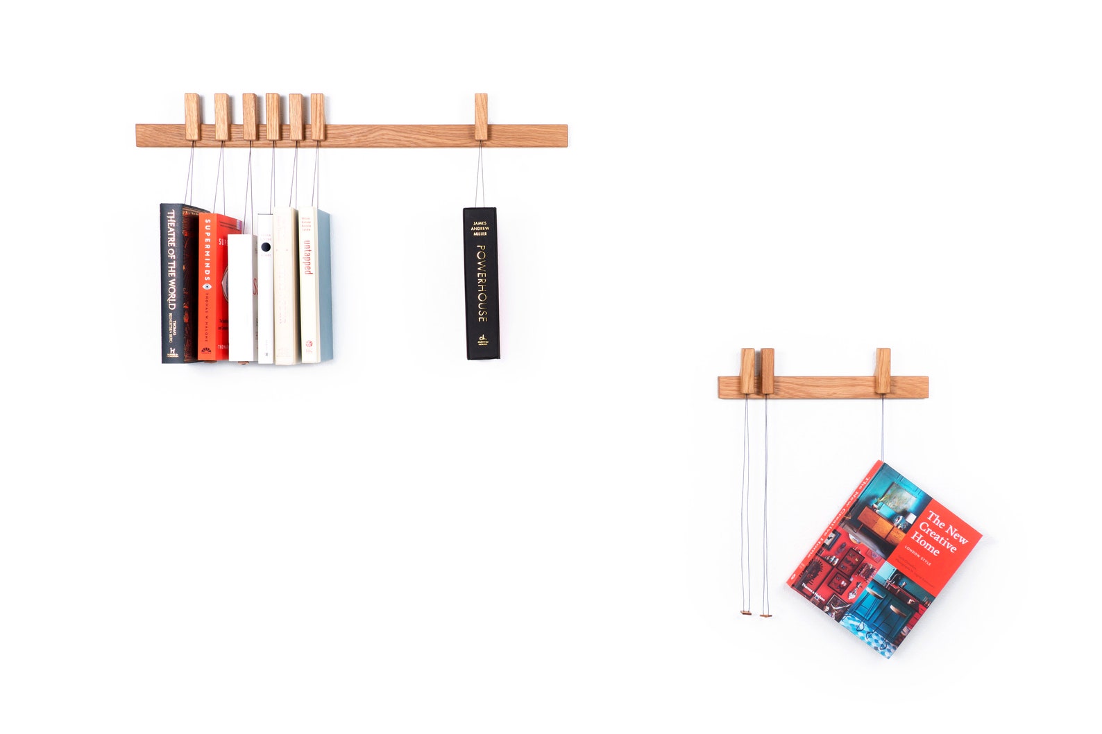 Custom Made Wooden Book Rack / Bookshelf in Oak. the Pins Are - Etsy