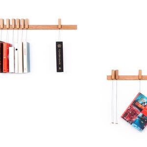 Custom Made Wooden Book Rack / Bookshelf in Oak. the Pins Are Also ...