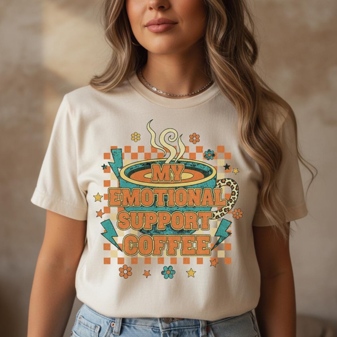 Emotional Support Coffee PNG, Retro Coffee Cup Design, Funny Mental ...
