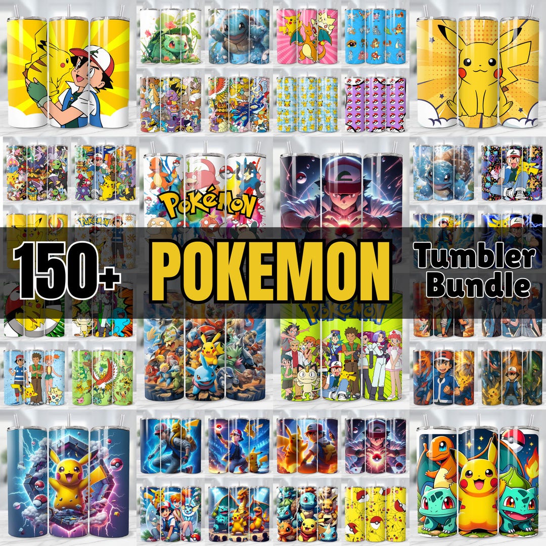 Pokemon Tumbler Wrap Bundle, 20oz Skinny Tumbler Wrap, 20 Oz Tumbler ...