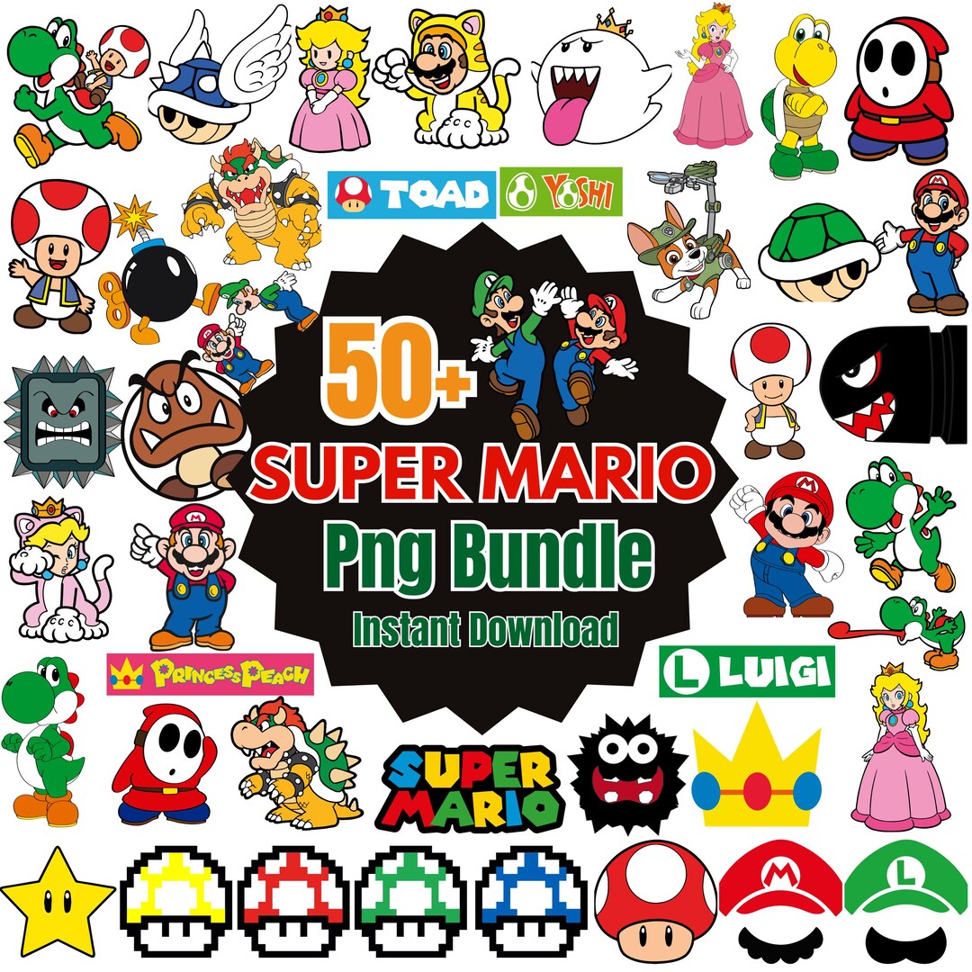 50+ Super Mario Png Bundle for Cricut ,sublimation, Mario Cut Files ...
