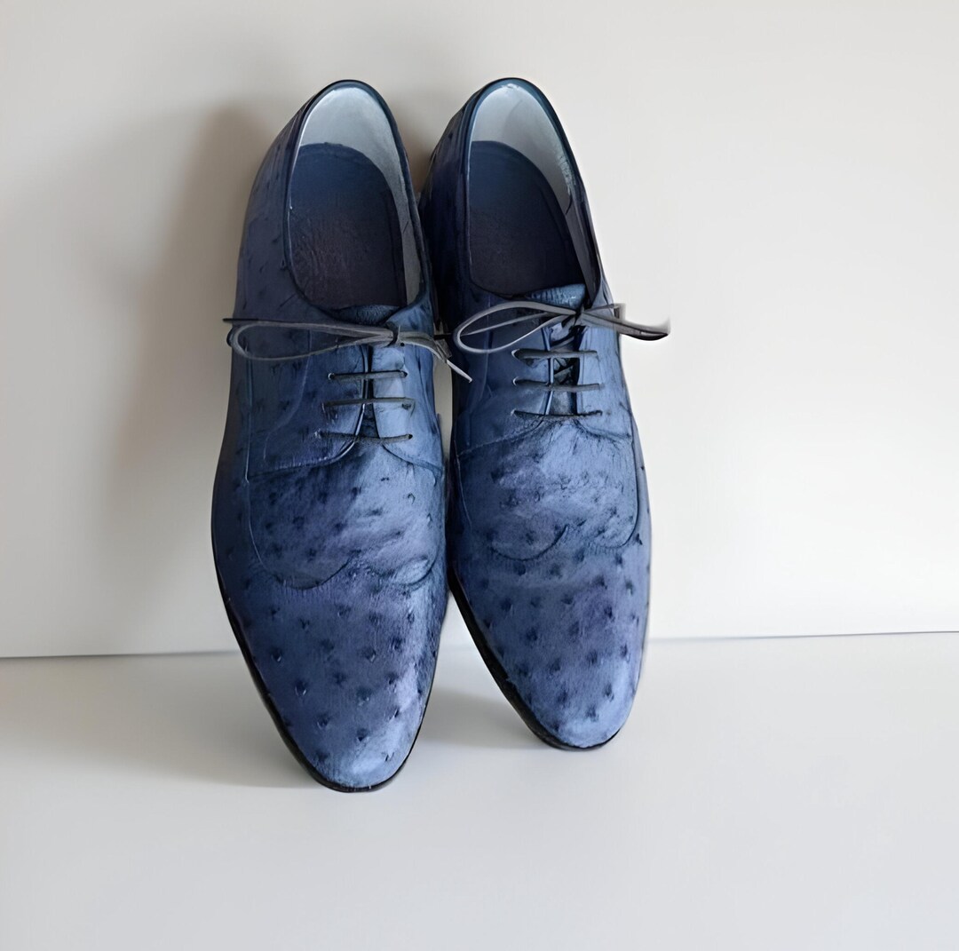 New Handmade Pure Cow Leather Blue Stylish Shoes for Men's - Etsy