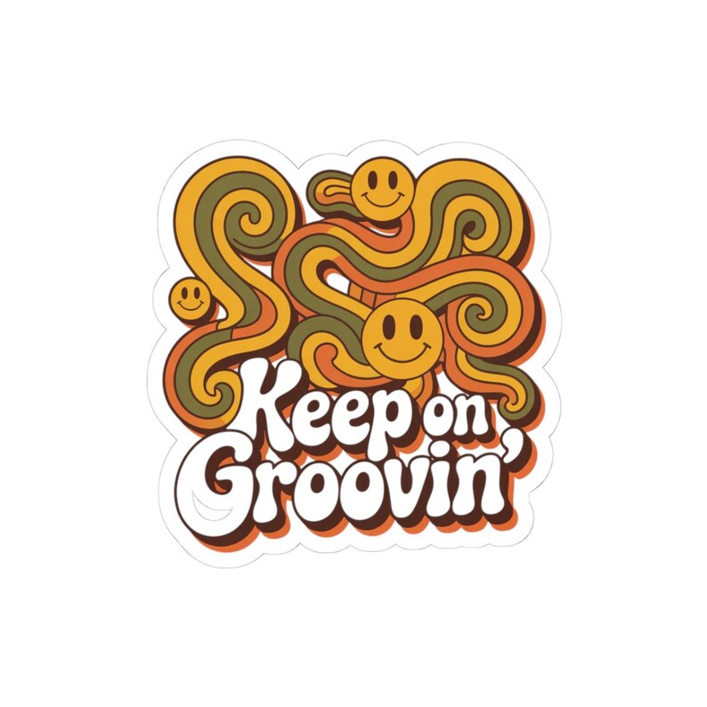 Retro Groove Kiss-cut Stickers, Keep on Groovin' Decor, Funky Laptop ...