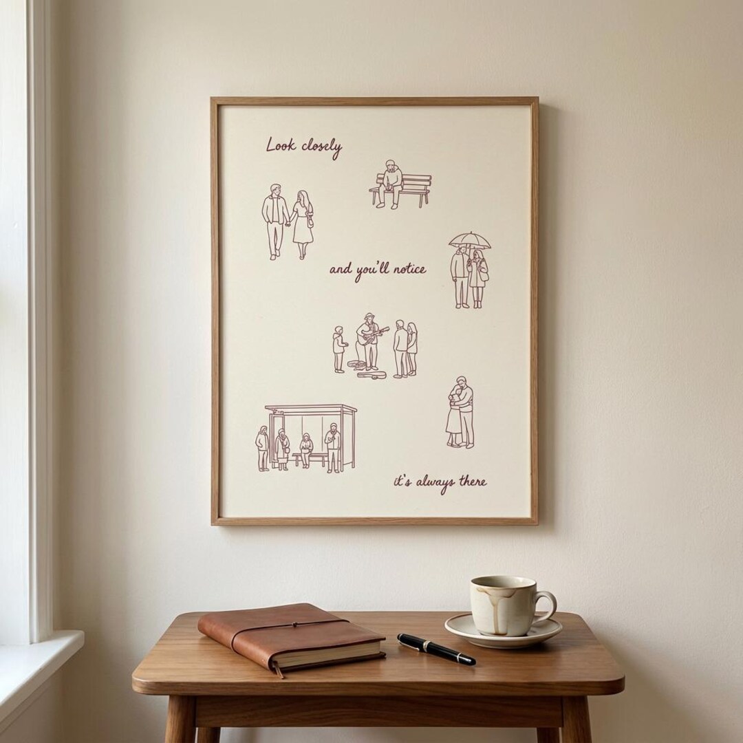 Love is Everywhere Wall Art Print, Minimal People Illustration, Quiet ...