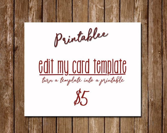 Edit My Card Template Turn a Template Into a Printable - Etsy
