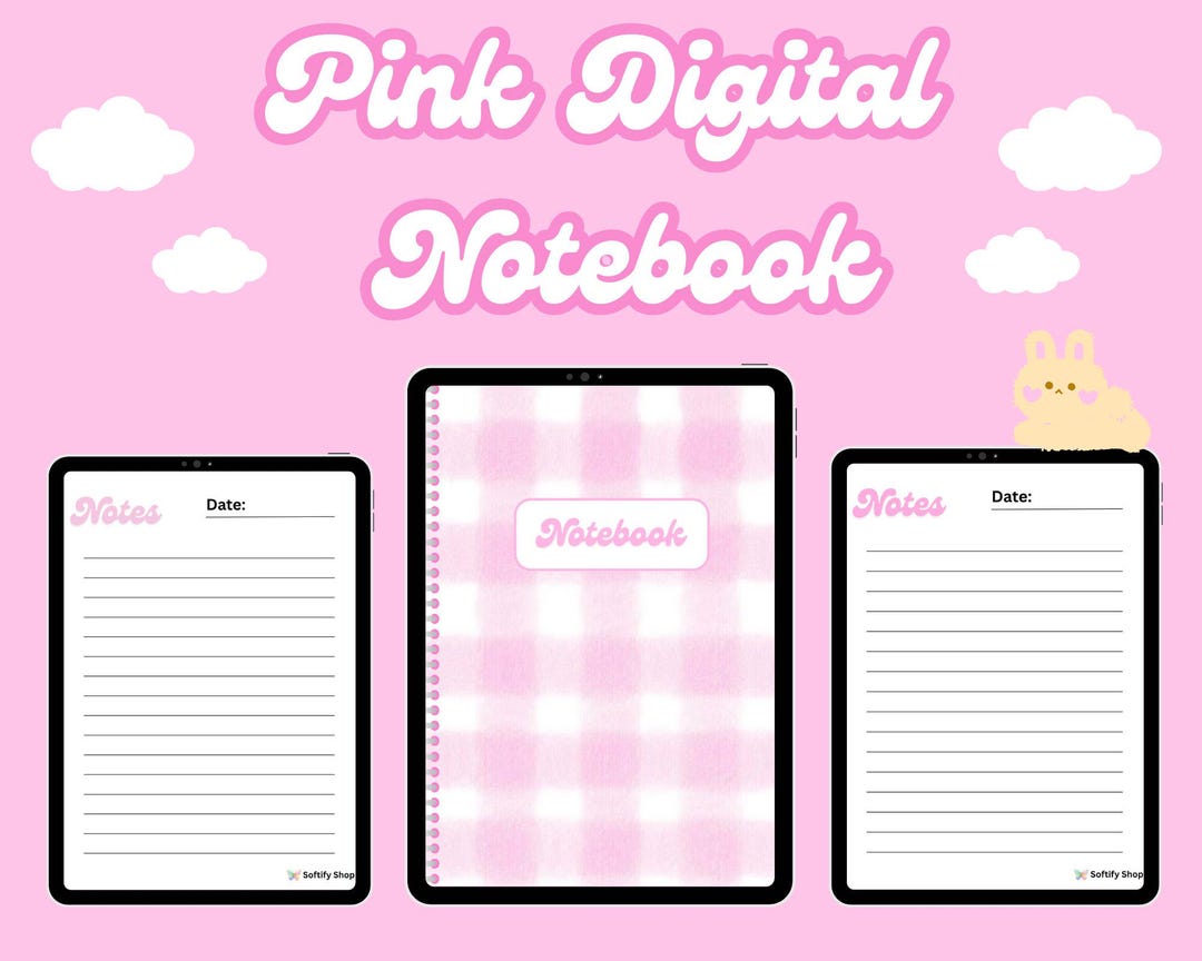 Notebook | Digital | Plaid | Pastel Colors | Pink | PDF Download | Good ...