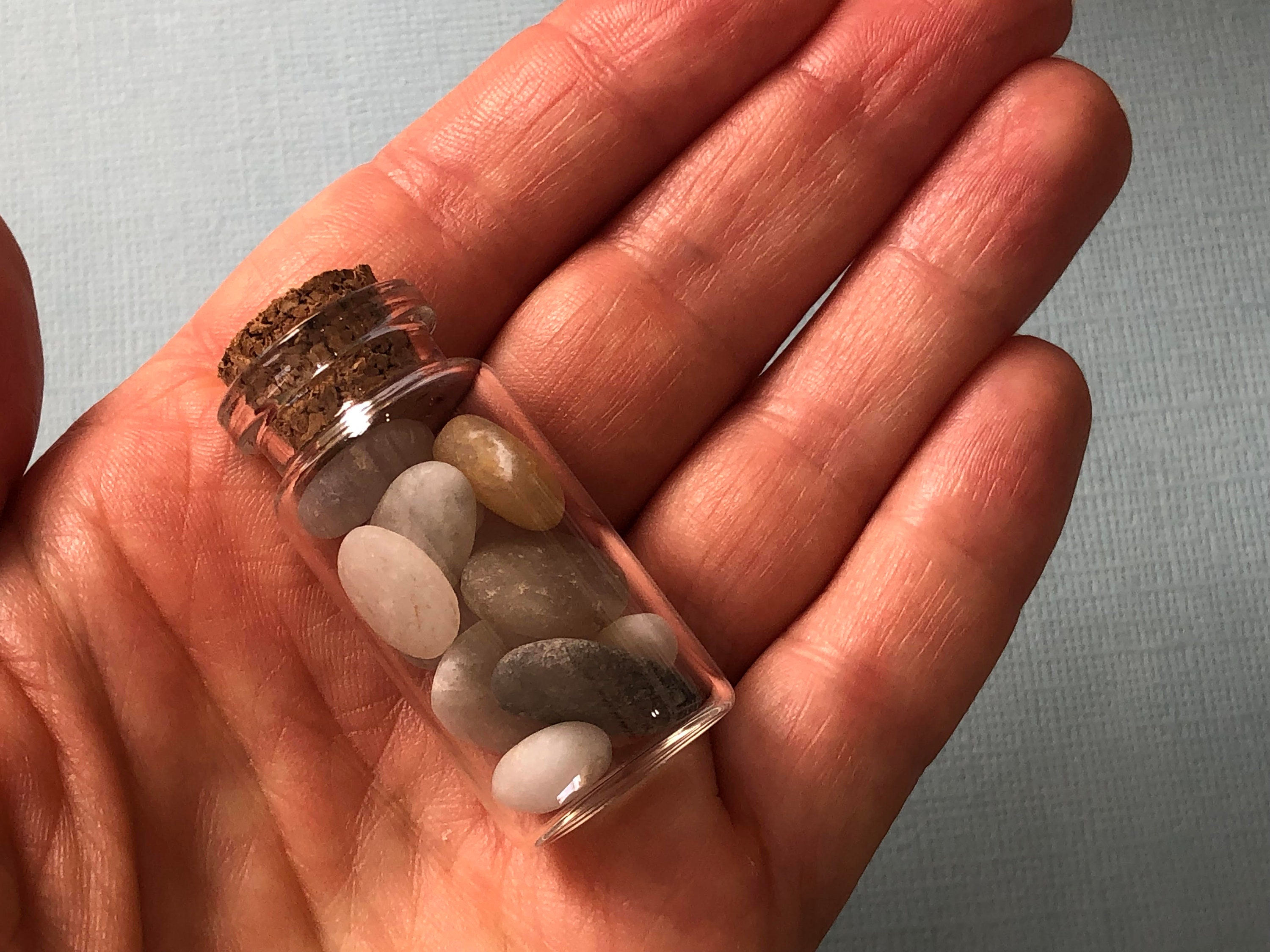 Tiny Quartz Sea Stones in Mini Glass Bottle- Unique Trinket- Mini ...