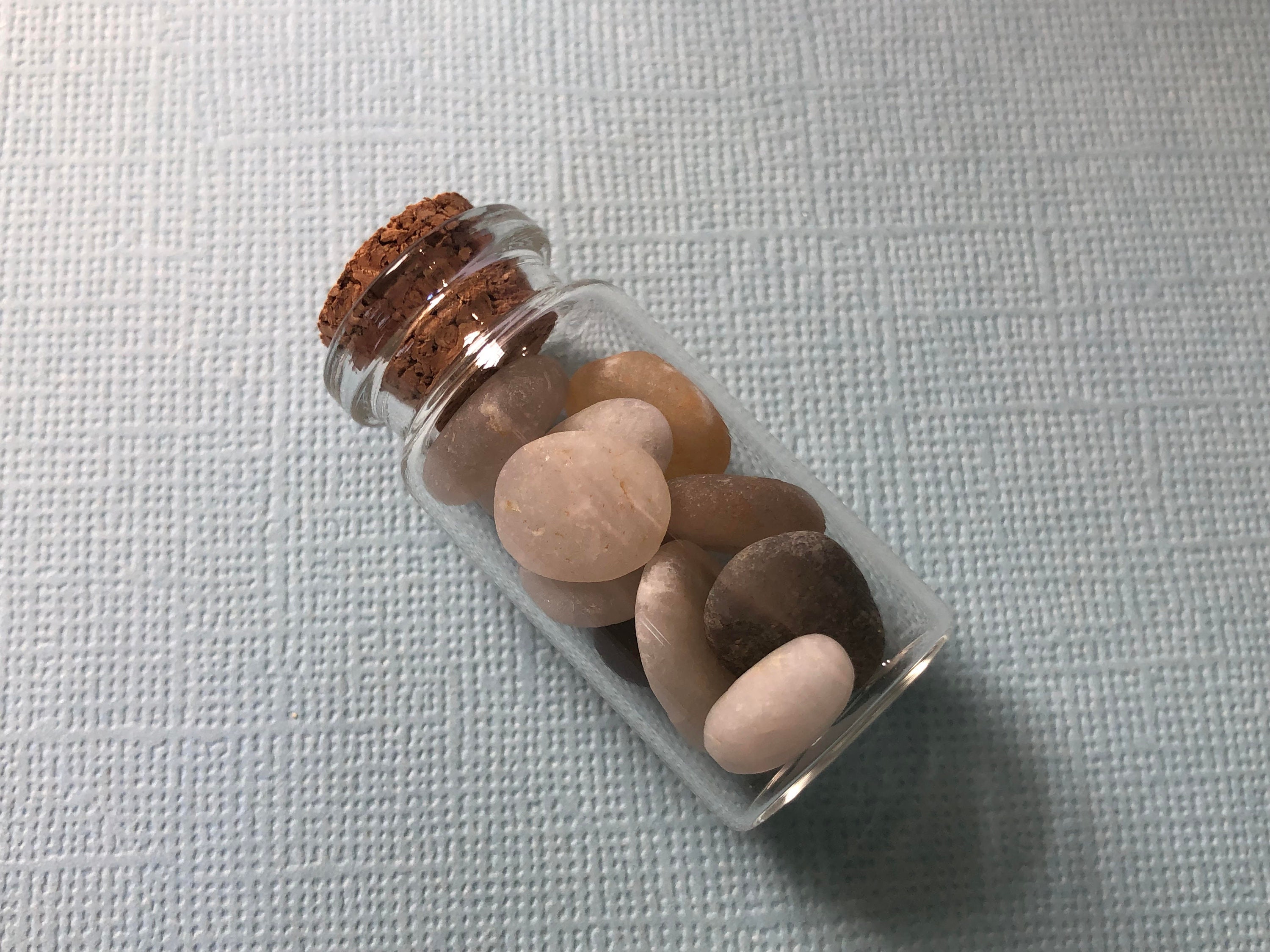 Tiny Quartz Sea Stones in Mini Glass Bottle- Unique Trinket- Mini ...