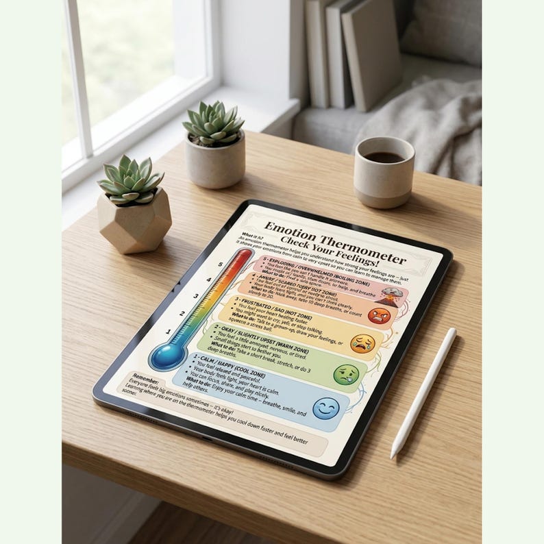 Emotion Thermometer for Kids, SEL Emotional Regulation Printable, Calm ...