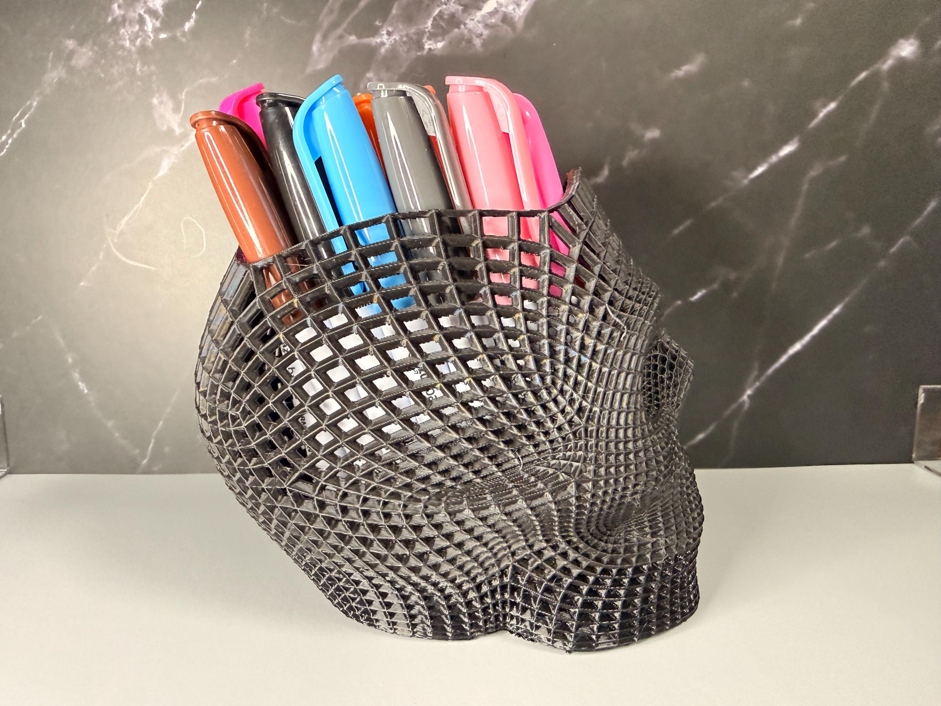 3D Printed Wireframe Skull Pen Holder – Gothic Desk Decor - Etsy