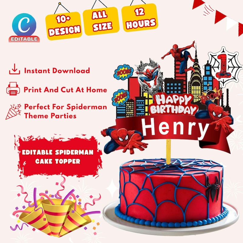 Spiderman Cake Topper Printable - Etsy