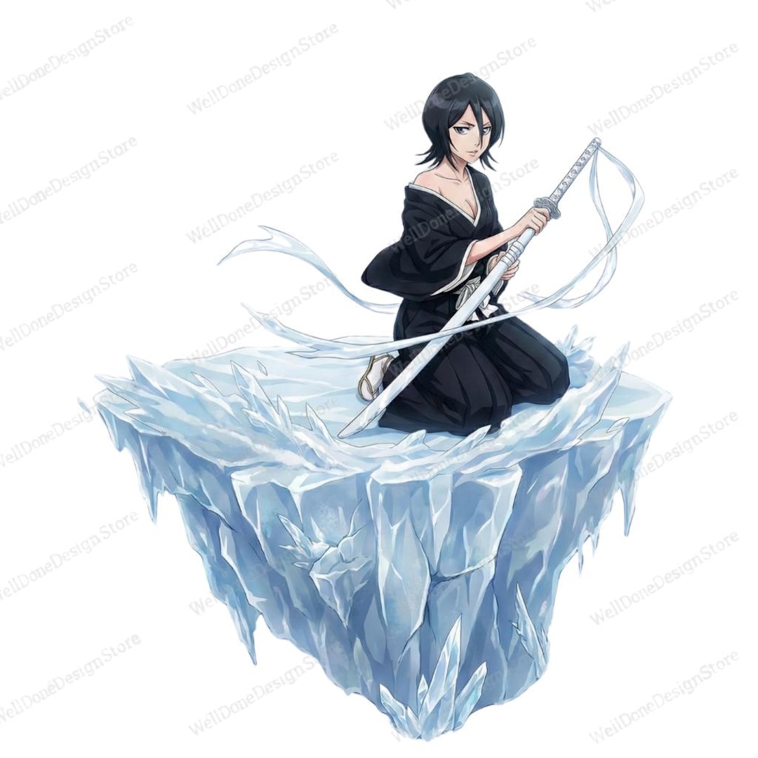 Rukia Kuchiki Anime Print, Bleach Ice Bankai Art, Female Anime Wall ...