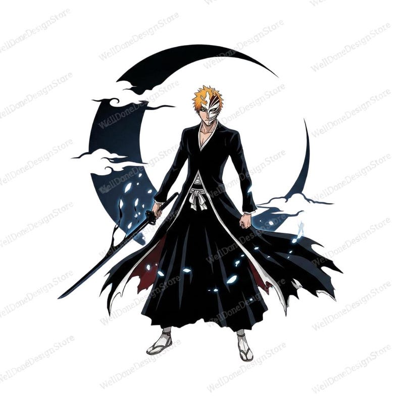 Ichigo Bankai Poster – Bleach Anime Wall Art, Manga Style Print, Soul ...