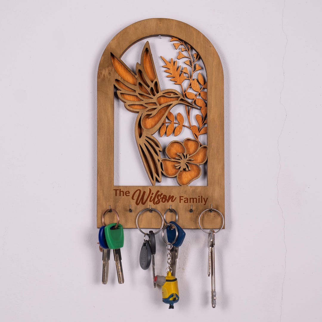 Hummingbird Key Holder, Wooden Key Hanger, Entry Way Key Organizer ...