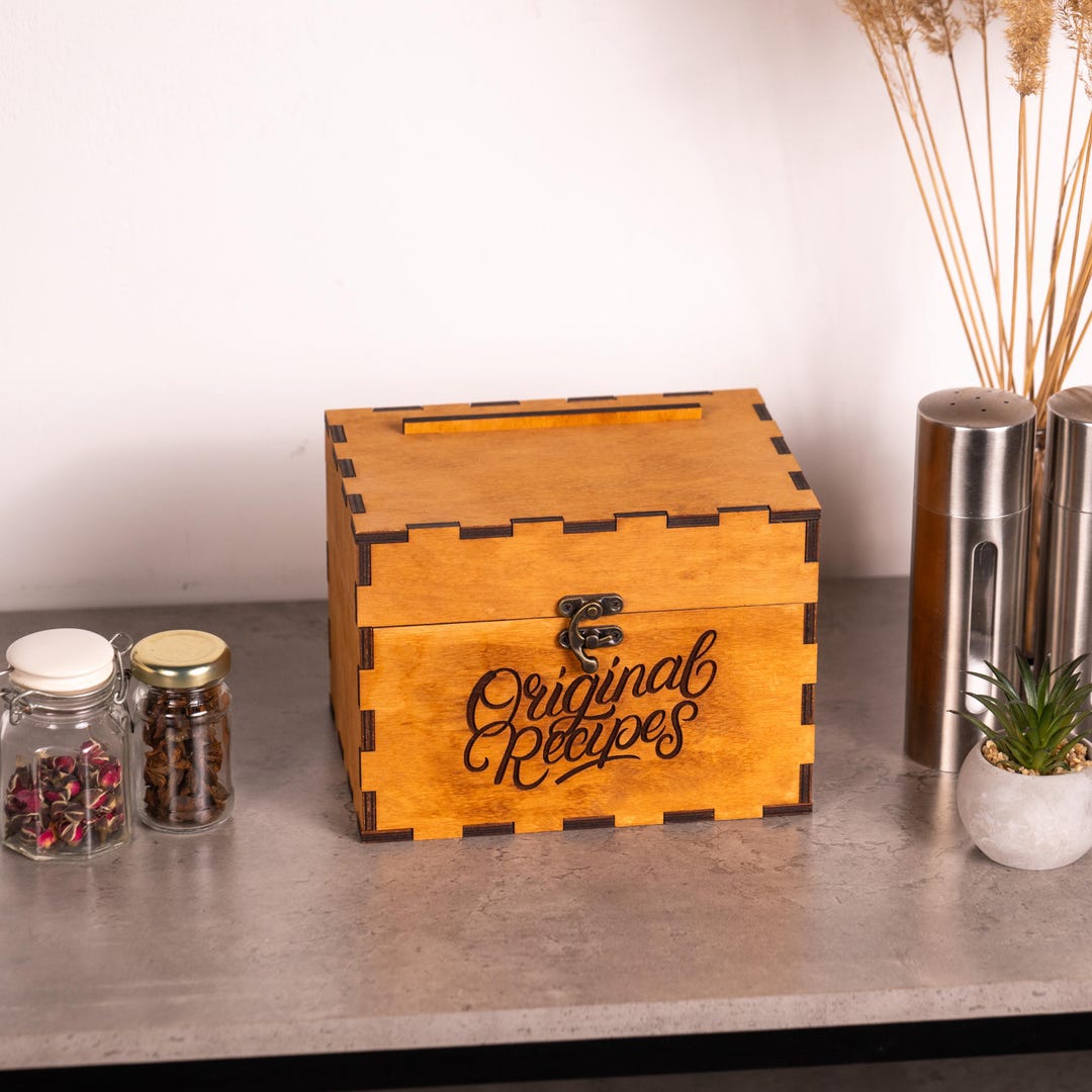 Personalized Recipe Box, Recipe Box With Name, Wood Recipe Box, Recipe ...