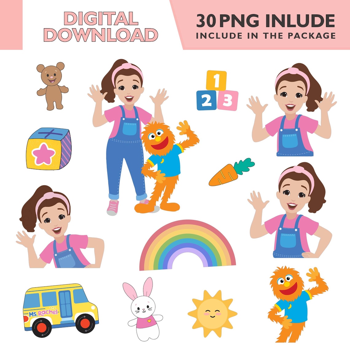 Printable Ms Rachel Standee Cutouts, DIY Birthday Party PNG Clipart, MS ...