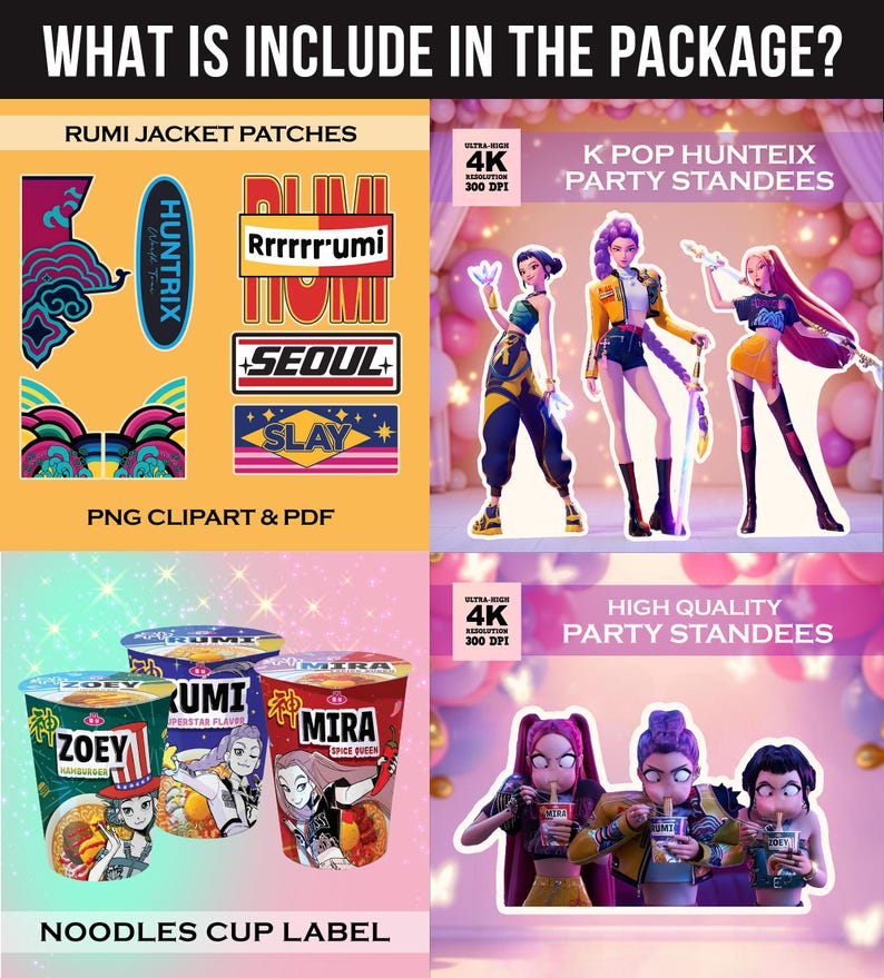 K-pop Demon Hunters Party Labels, Soda Can Wraps, Jojo Squeeze Capri ...