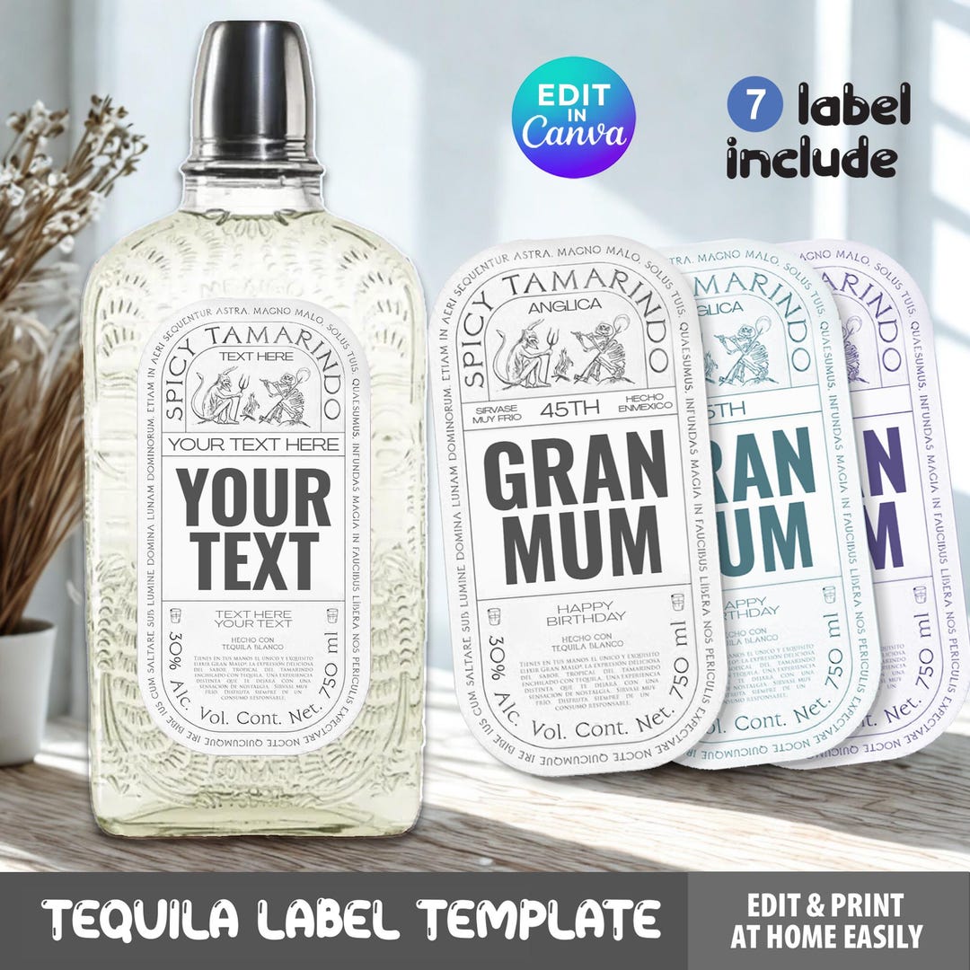 Personalized Tequila Bottle Label. Affordable Funny Gift for Birthday ...