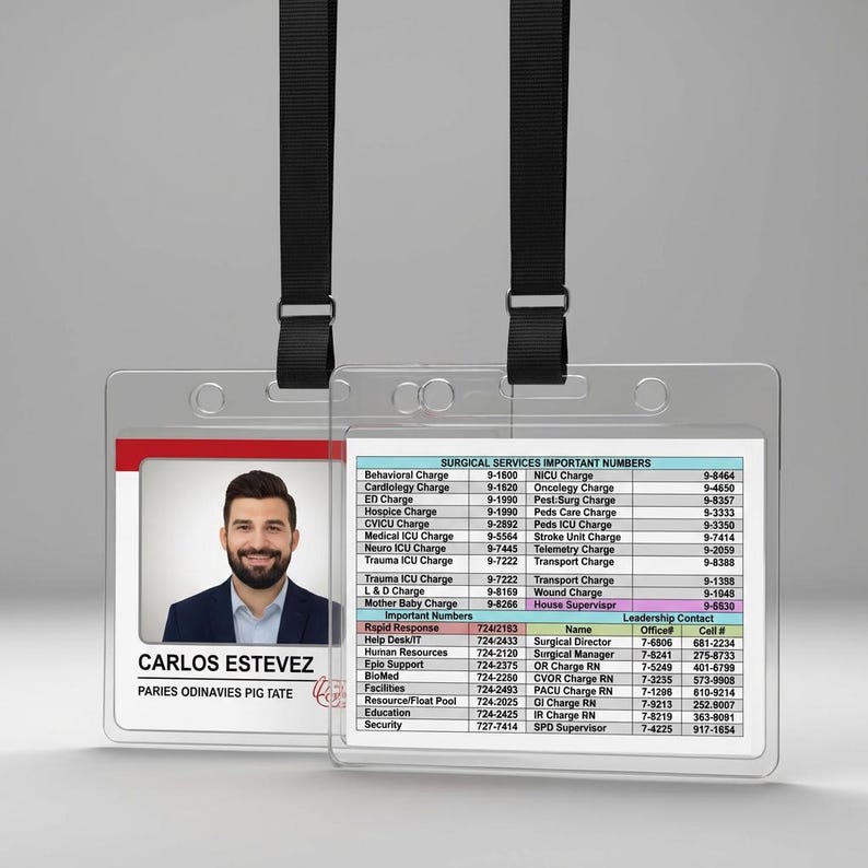Editable Nurse Badge Card Templates | Hospital Phone List, Labs Cheat ...