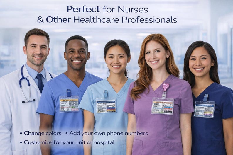 Editable Nurse Badge Card Templates | Hospital Phone List, Labs Cheat ...
