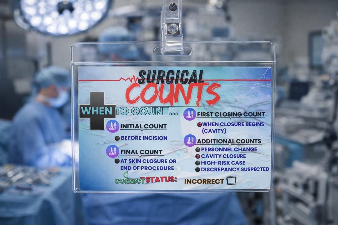 Surgical Counts Quick Reference Badge Card | OR Study Guide (editable ...