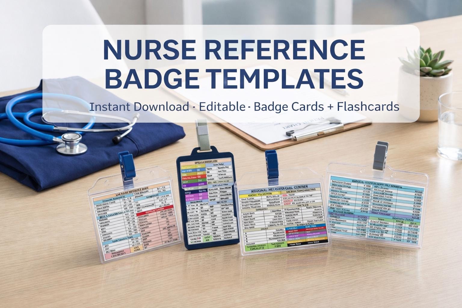 Editable Nurse Badge Card Templates | Hospital Phone List, Labs Cheat ...