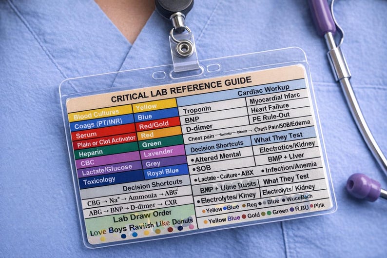 Customizable Nurse Badge Reference Card | Hospital Lab Values & Phone ...