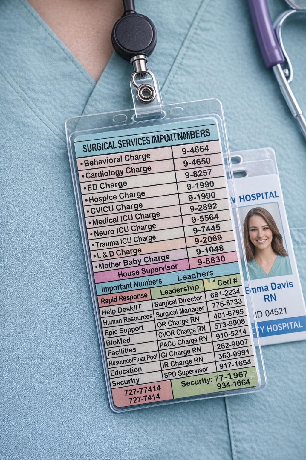 Customizable Nurse Badge Reference Card | Hospital Lab Values & Phone ...