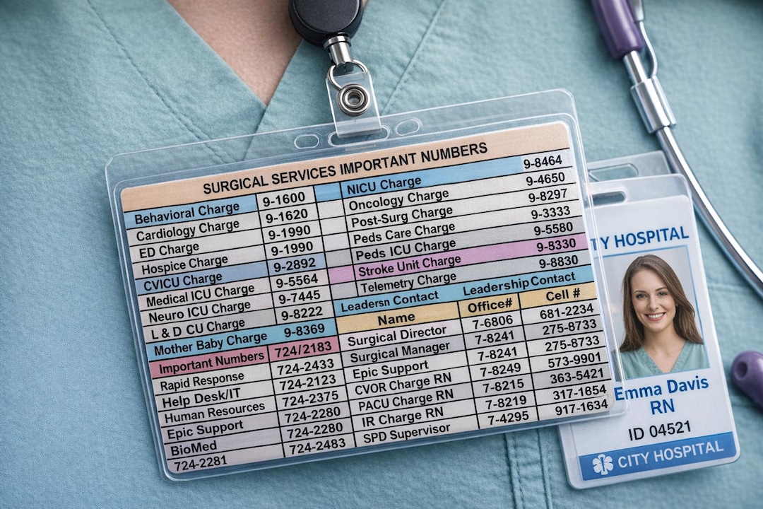 Customizable Nurse Badge Reference Card | Hospital Lab Values & Phone ...