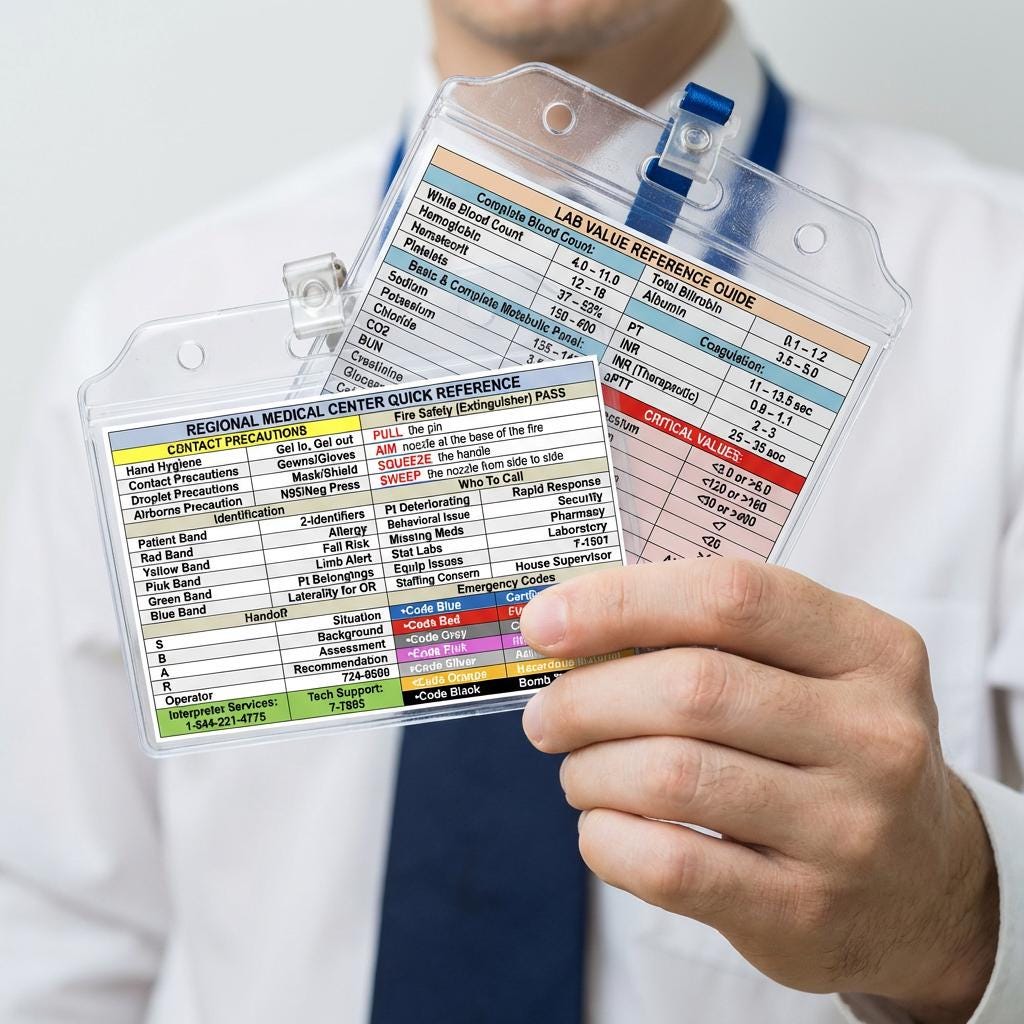 Editable Nurse Badge Card Templates | Hospital Phone List, Labs Cheat ...
