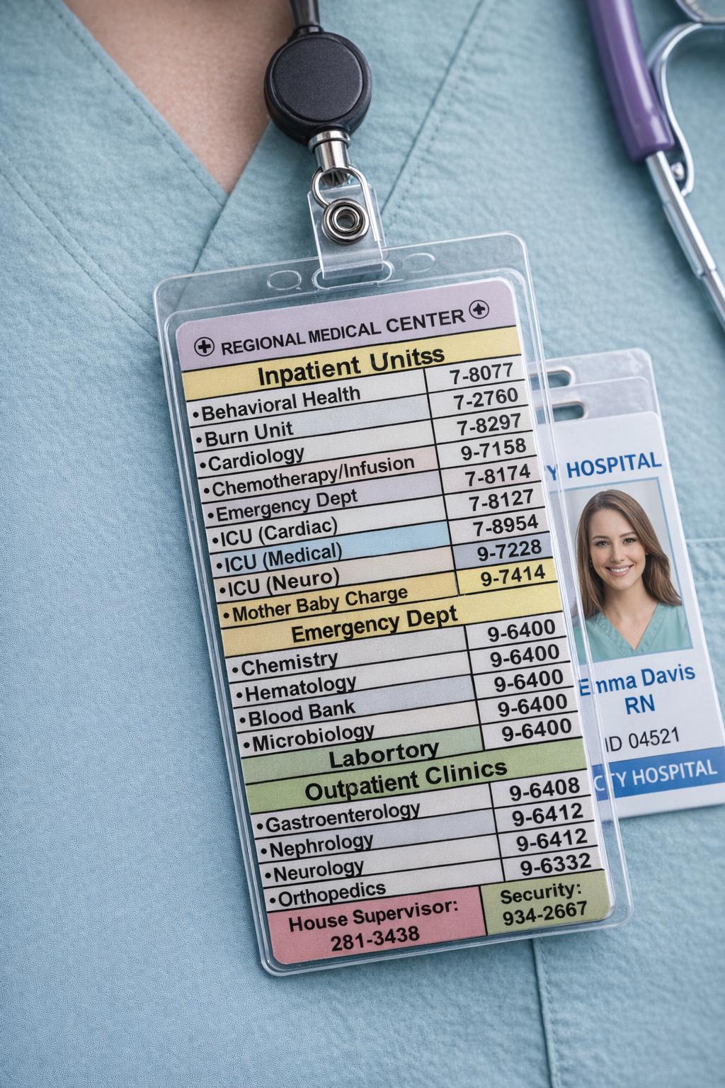 Customizable Nurse Badge Reference Card | Hospital Lab Values & Phone ...