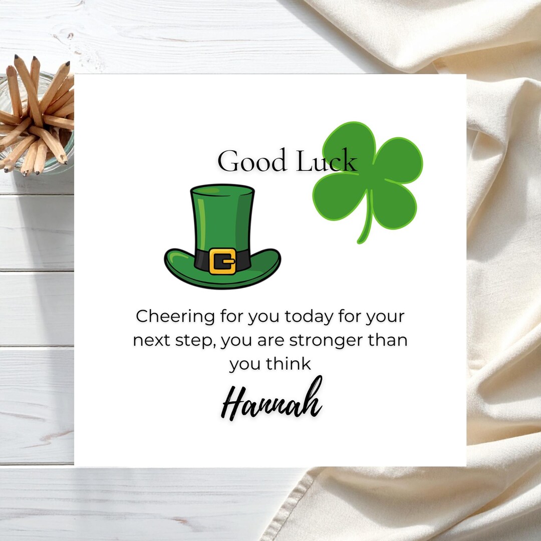 Custom Name Good Luck Card, Supportive Encouragement Greeting Card for ...