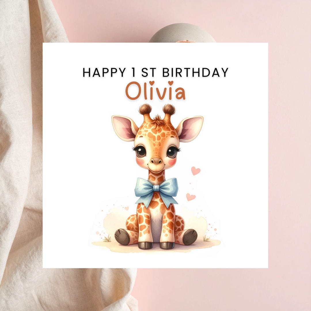 First Birthday Card Girl, Baby Girl 1st Birthday Card, Personalised ...