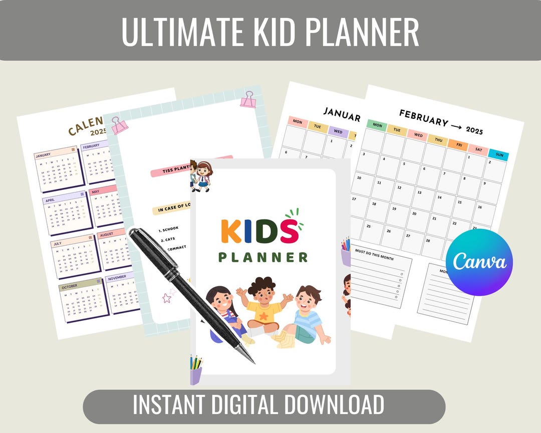 Kid Planner Canva Editable Printable Daily Routine Chore Homework Fun ...