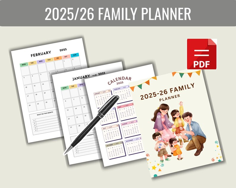2025 2026 Editable Family Planner Printable Monthly Weekly Kids ...