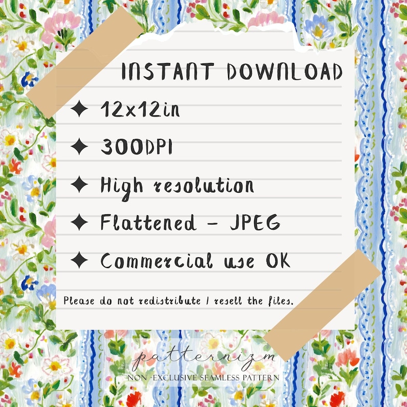 Watercolor Floral Pattern Digital Paper – Soft Meadow Flowers in Pastel ...