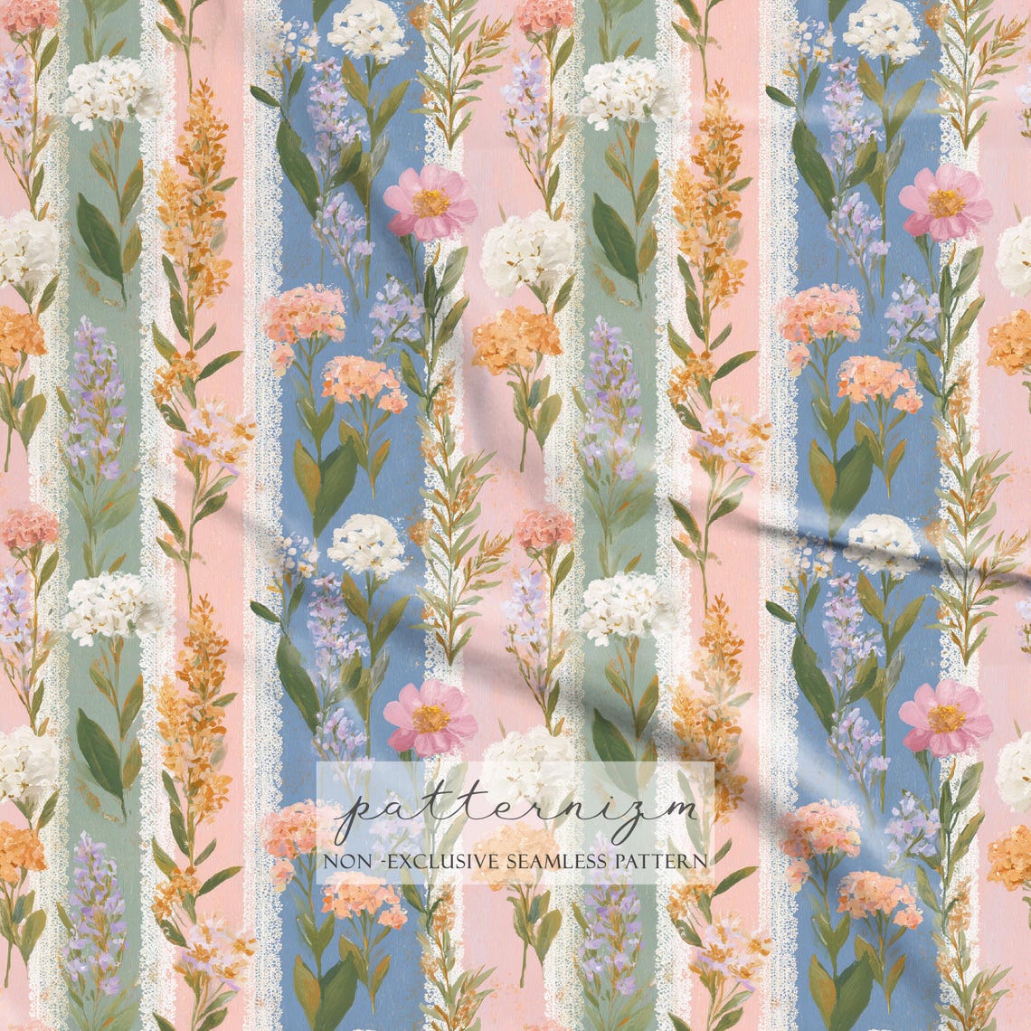 Vintage Floral Stripe Seamless Pattern Digital Paper – Lace Garden ...