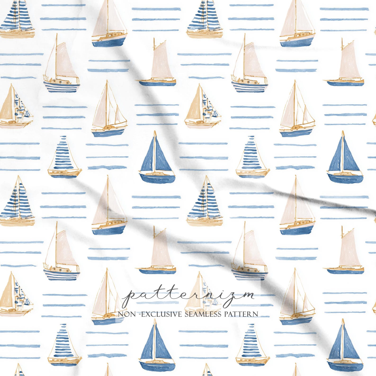 Sailboat Stripe Seamless Pattern Digital Paper – Nautical Coastal ...
