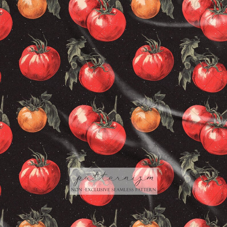 Vintage Tomato Seamless Pattern Digital Download – Botanical Vegetable ...