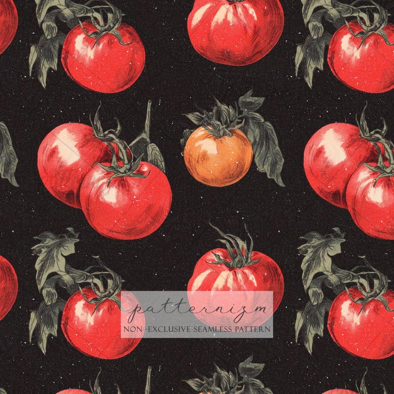 Vintage Tomato Seamless Pattern Digital Download – Botanical Vegetable ...