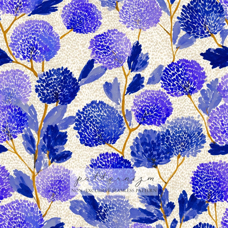 Seamless Floral Pattern Paper – Blue Purple Spring Wildflower ...