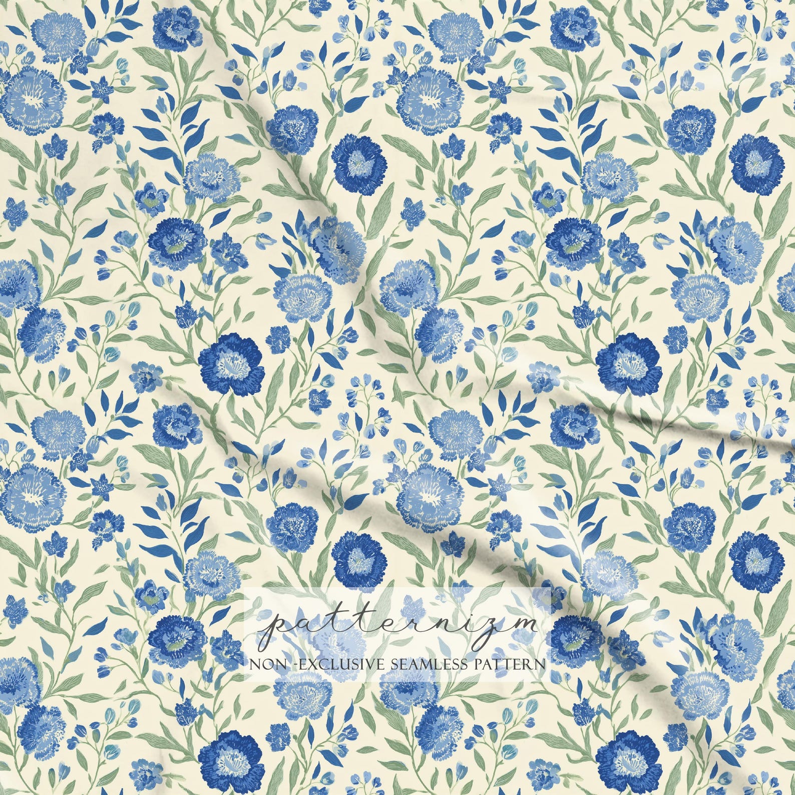 Blue Floral Seamless Pattern – Repeat Watercolor Flower Design With ...