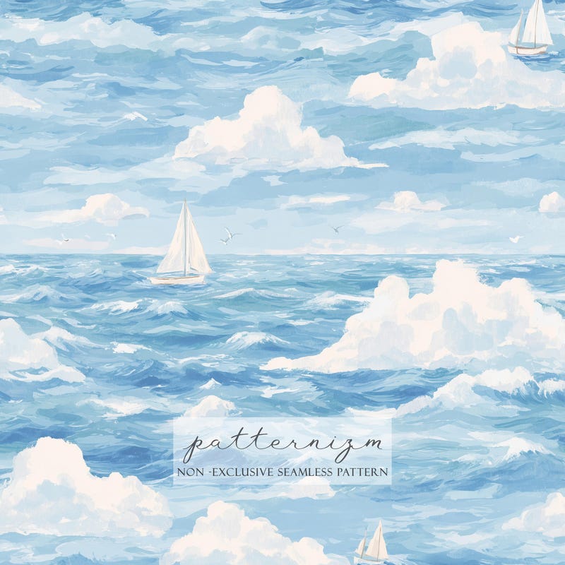 Sea Ocean Blue Fabric - Etsy UK