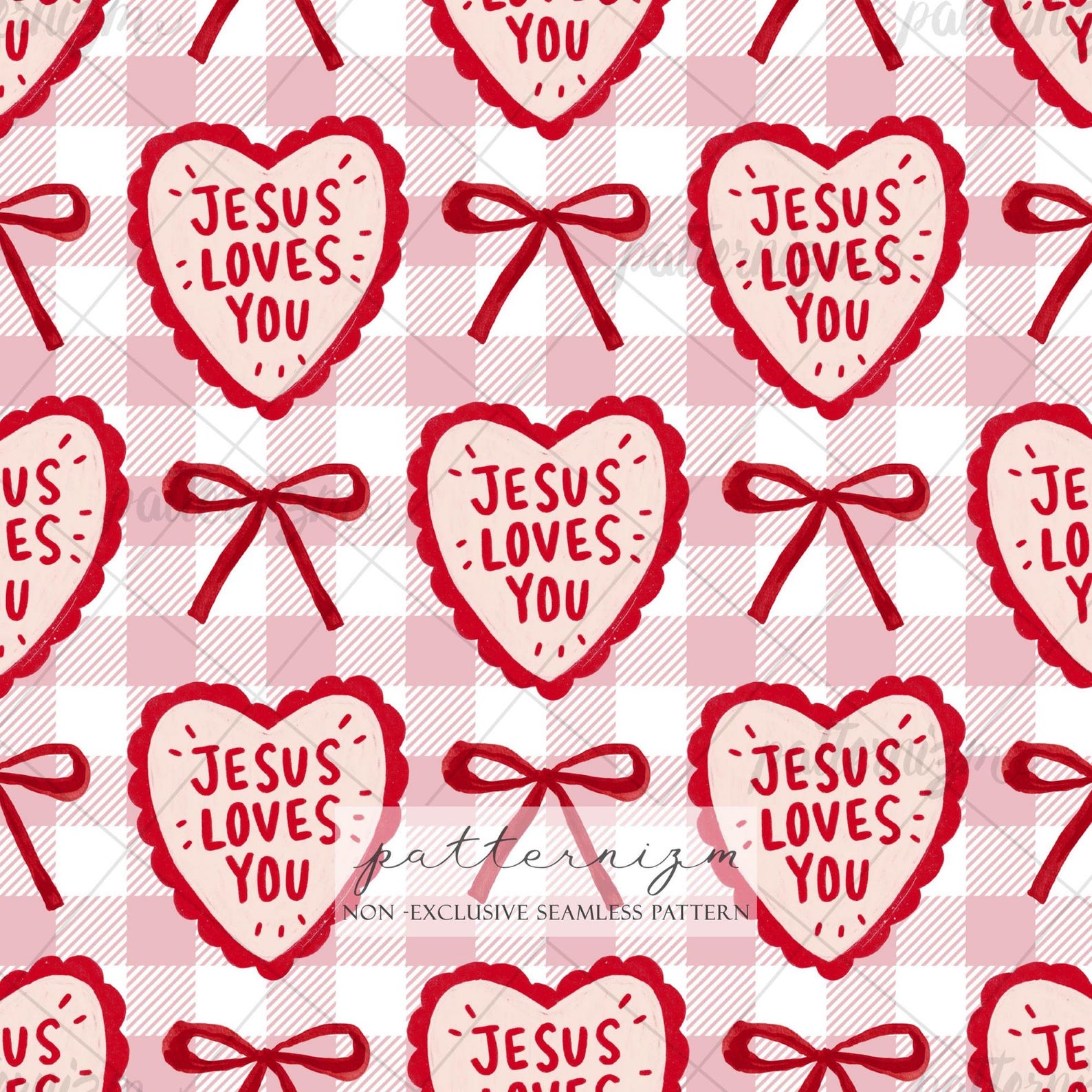 Jesus Loves You Seamless Pattern Digital Paper – Cute Christian Heart ...