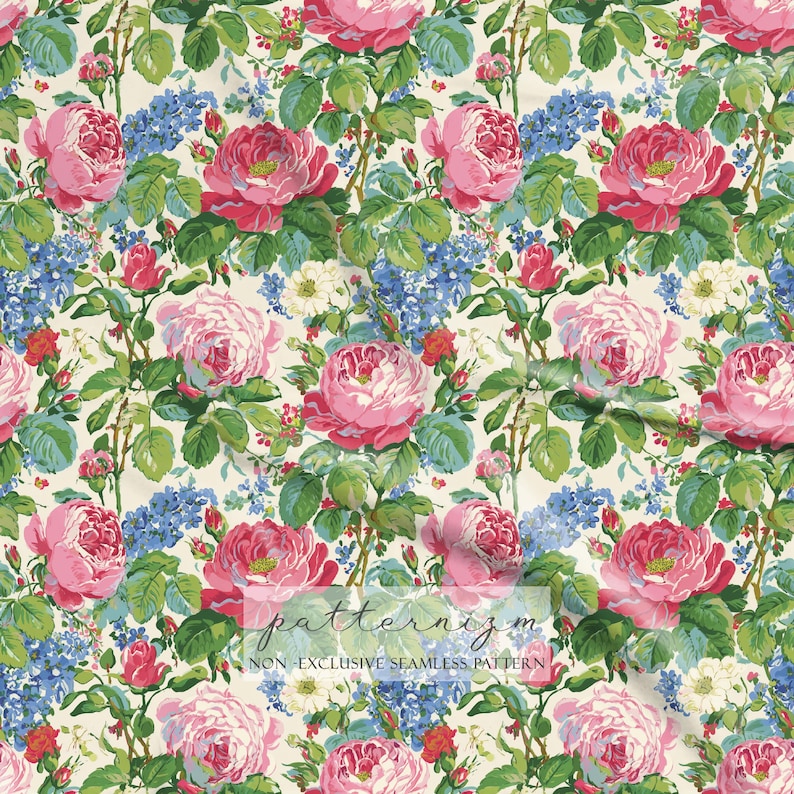 Watercolor Vintage Rose Pattern Digital Paper – Soft Painted Garden ...