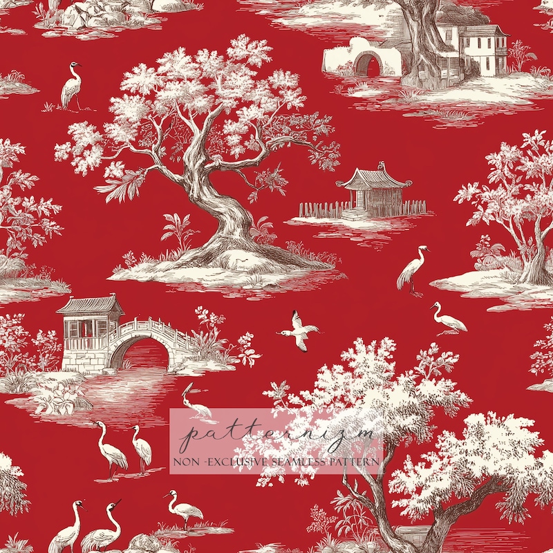 Red Bird Repeat Pattern - Etsy