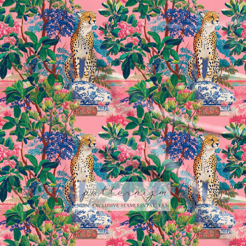Watercolor Cheetah Pattern Digital Paper – Pink Jungle Leopard, Bold ...