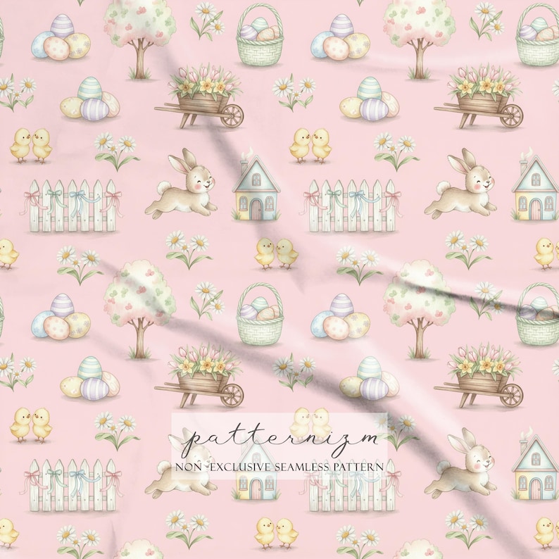 Easter Bunny Seamless Pattern Digital Download – Cute Spring ...