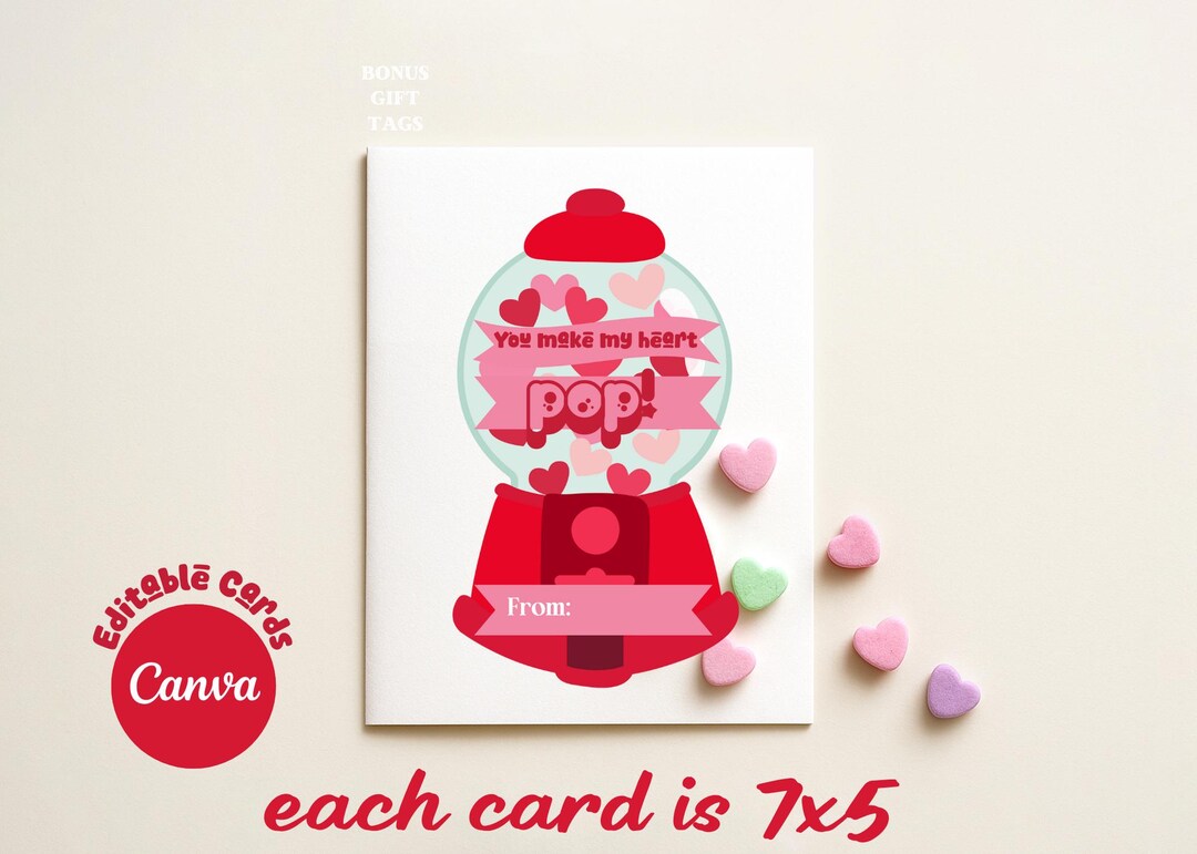 I Chews You Valentine Card | Gumball Machine Printable (7x5) (digital ...