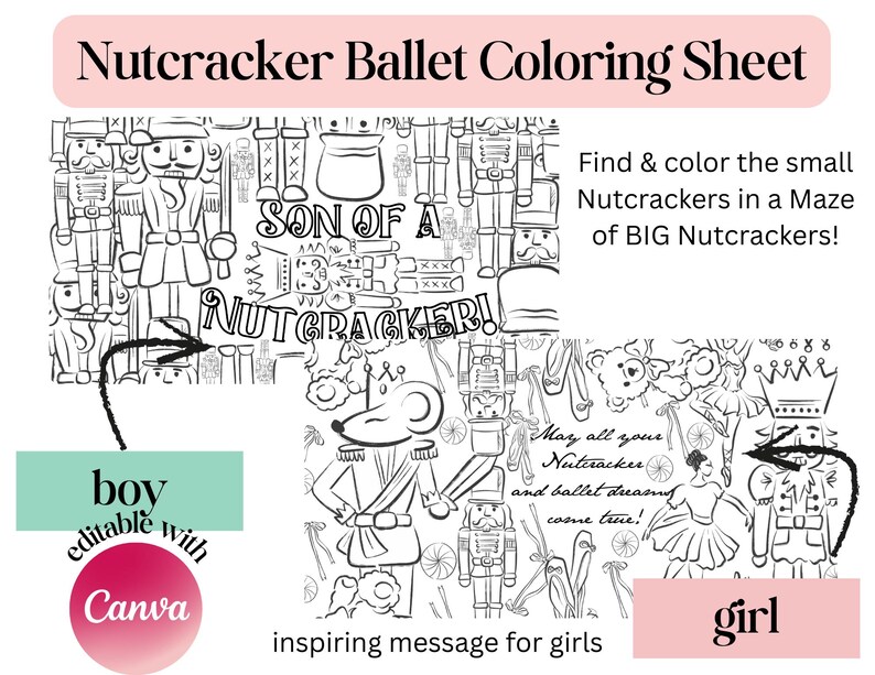 Nutcracker Mouse King Coloring Page Bundle | Ballet Coloring Sheet With ...